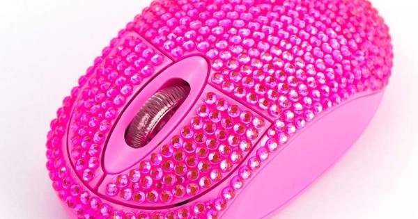 USB Optical Wired Mini Computer Mouse with Crystal Bling Rhinestone 7 ...