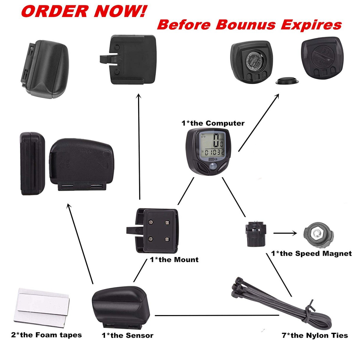 SOON GO Bike Speedometer, Bicycle Speedometer Wireless Bike Computer ...