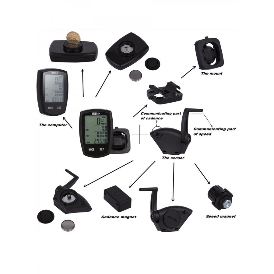 Bicycle Speedometer Wireless Bike Computer Cadence IPX6 Waterproof Bike ...