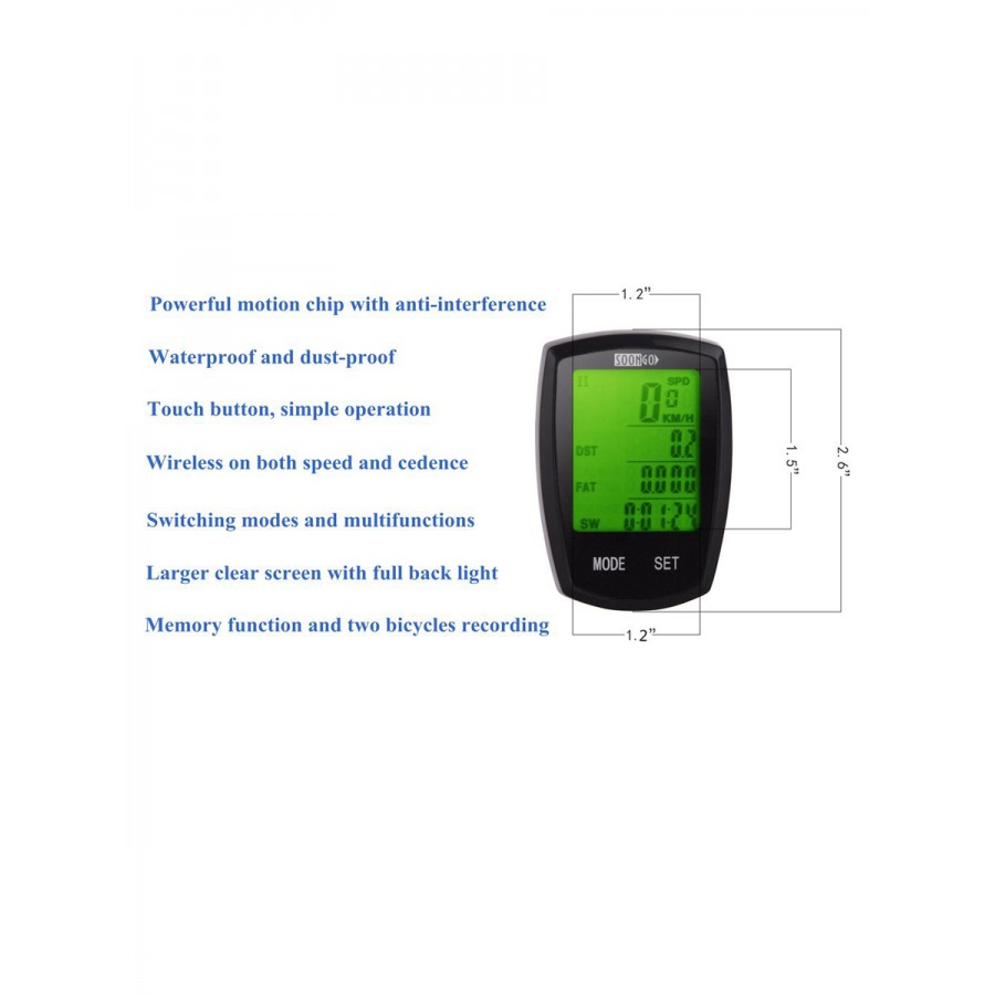 Bicycle Speedometer Wireless Bike Computer Cadence IPX6 Waterproof Bike ...